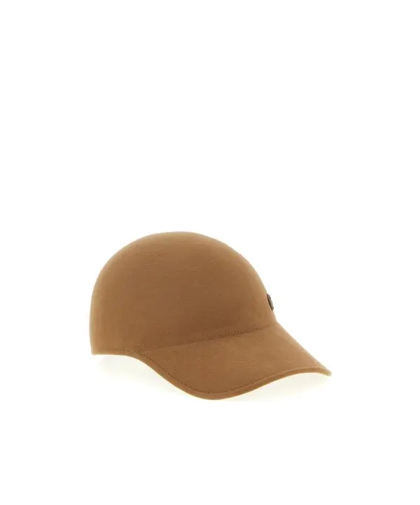 MAISON MICHEL Baseball Cap With Metal Logo - Camel