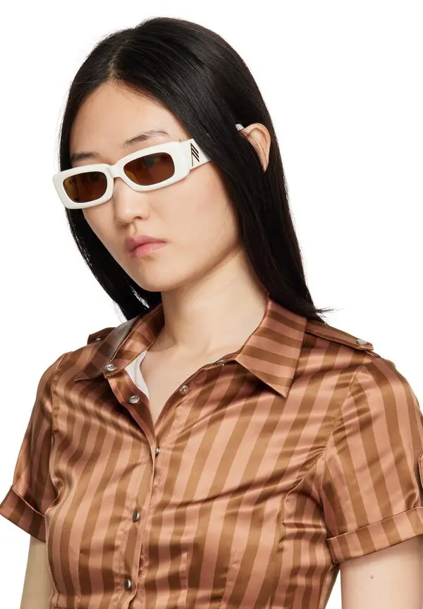 Attico X Linda Farrow Rectangle Frame Sunglasses - White