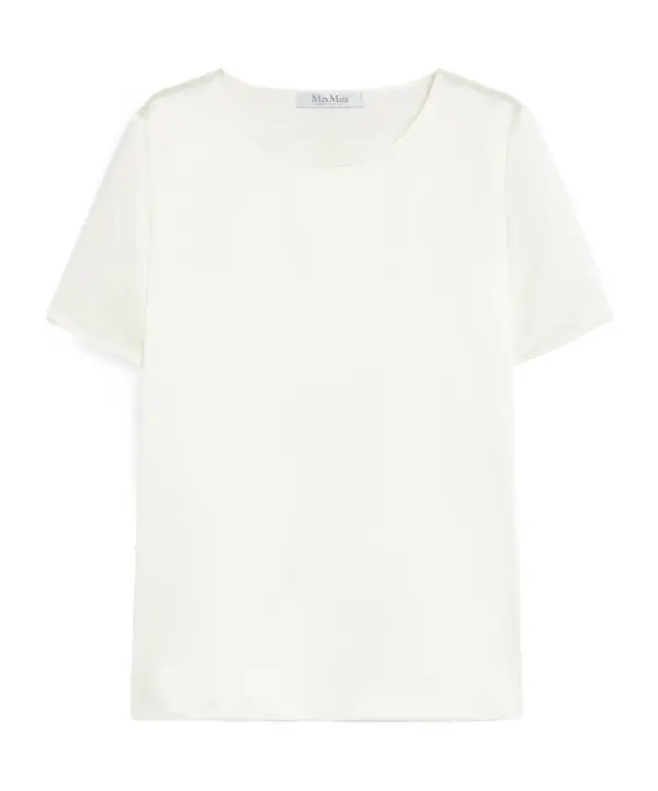 Max Mara Crewneck Short Sleeve Satin Top - White