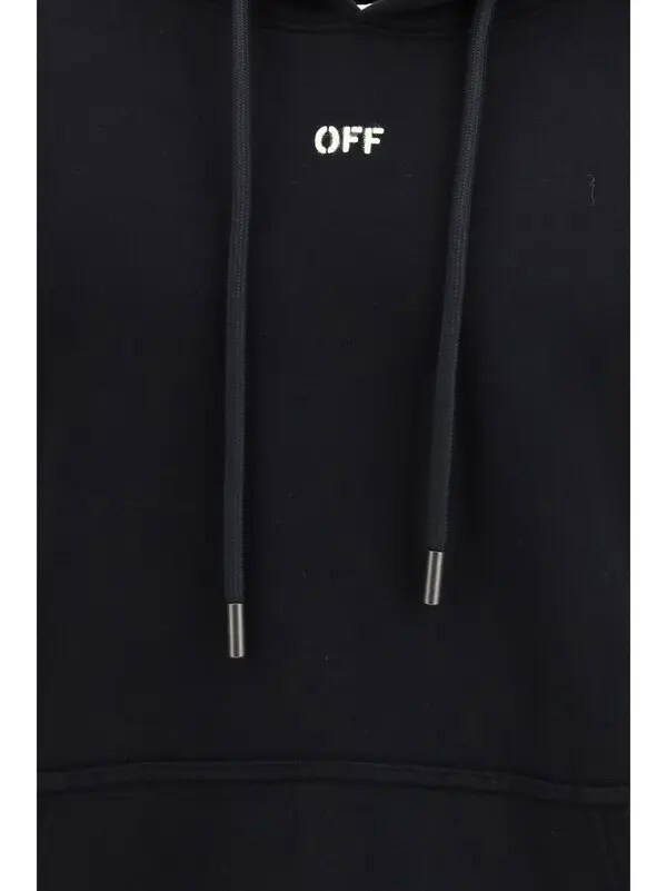 Off-White Skate Stamp Drawstring Hoodie - Black