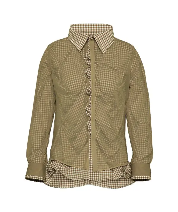 MAISON MARGIELA Layered Checked Shirt - Brown