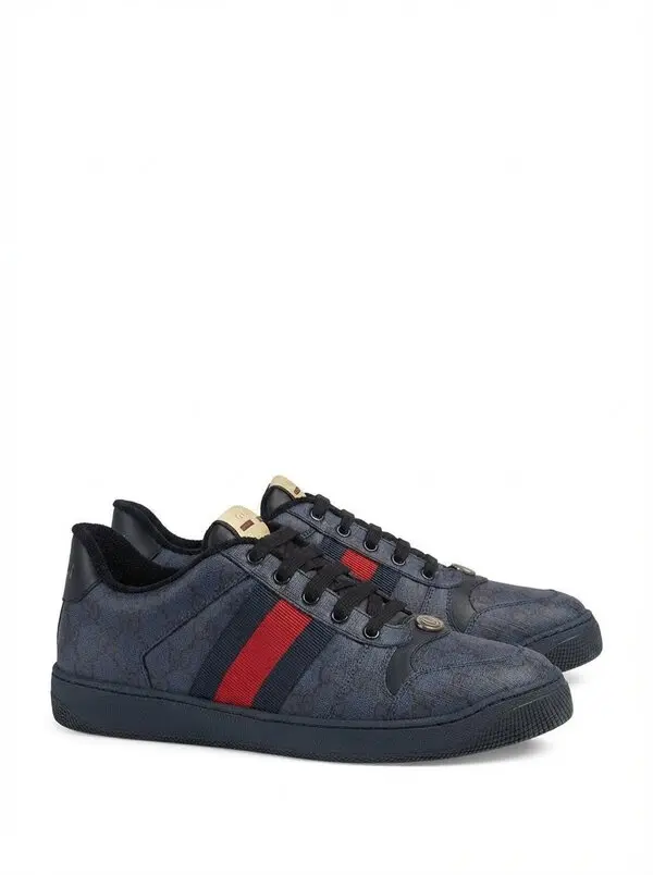 Gucci Screener Low-top Sneakers With Web Stripe Detail - Blue