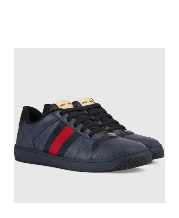 Gucci Screener Low-top Sneakers With Web Stripe Detail - Blue