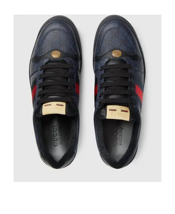 Gucci Screener Low-top Sneakers With Web Stripe Detail - Blue