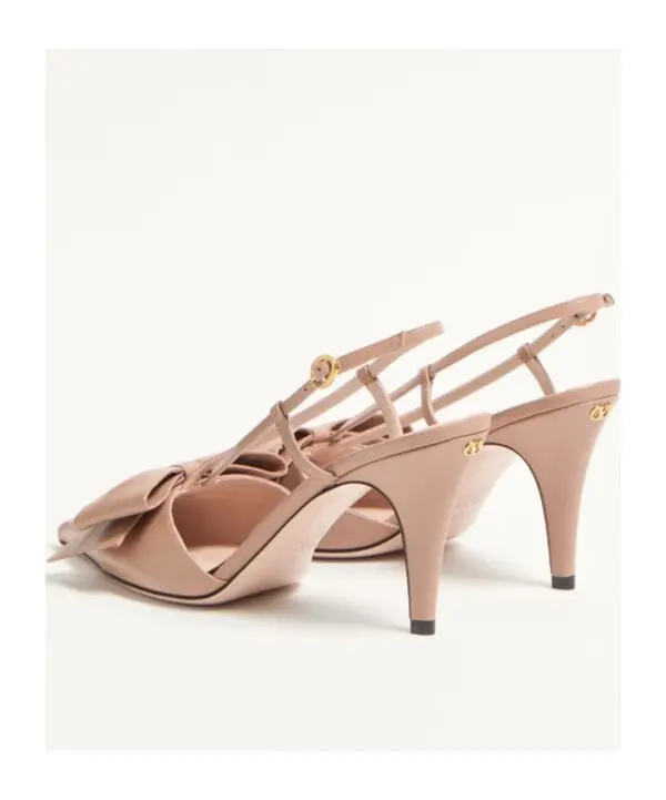 Valentino Garavani Bow Detail Pointed Toe Slingback Pumps - Cinnamon Rose