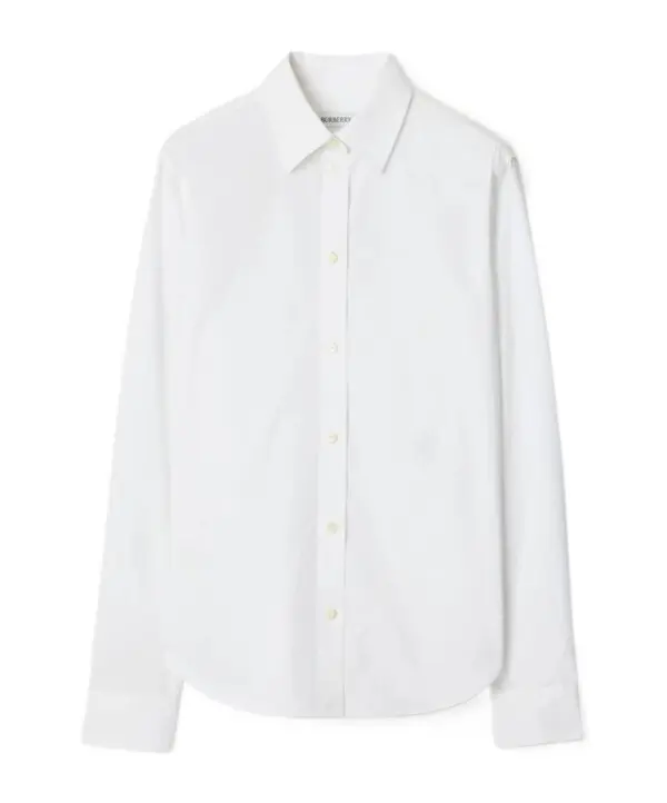Burberry Long-sleeve Shirt With Embroidered Equestrian Knight Design - White