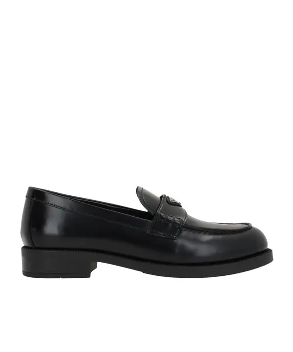 Prada Logo Plaque Slip-on Loafers - Black