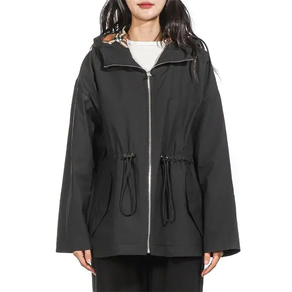 Burberry Cotton Hooded Jacket With Check Lining