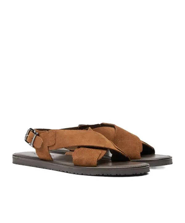 SCAROSSO Massimo Suede Sandals - Tan