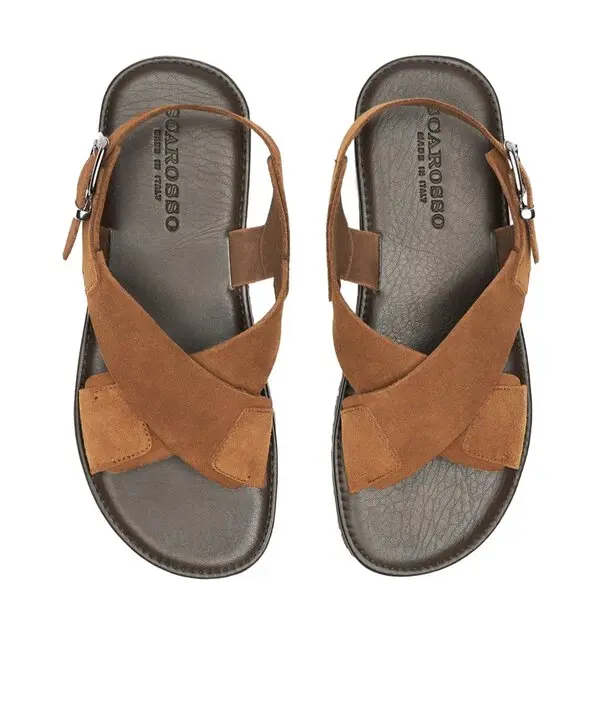 SCAROSSO Massimo Suede Sandals - Tan