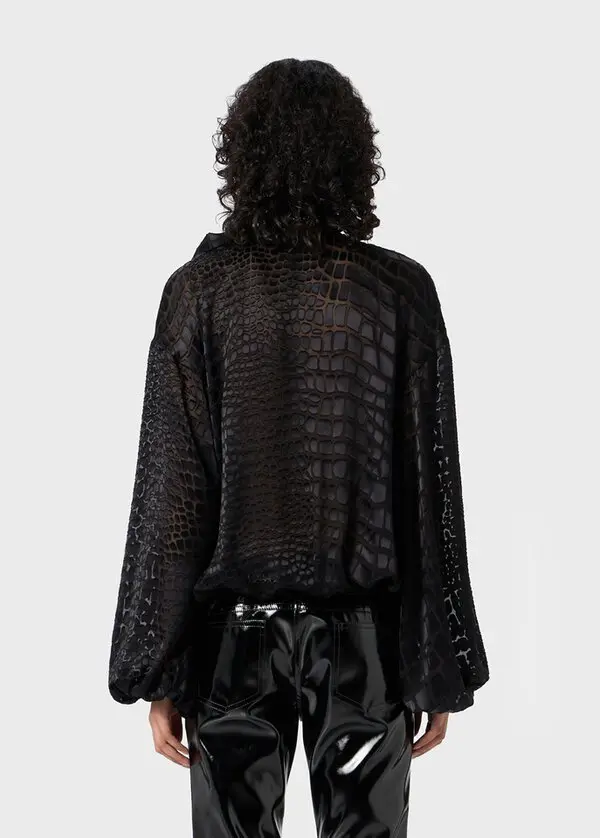 Blumarine Printed Devoré Criss-cross Blouse