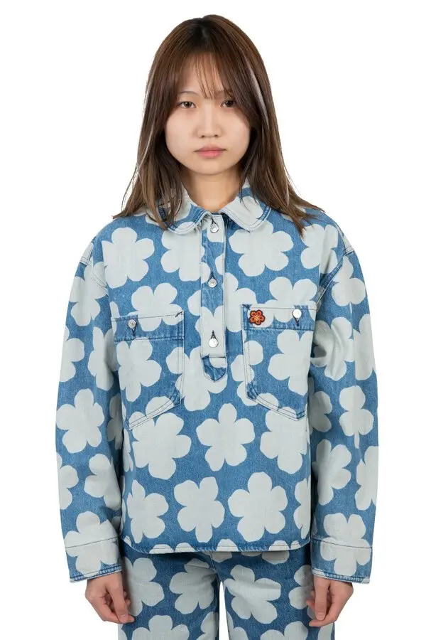 Kenzo Hana Dots" Denim Polo Shirt