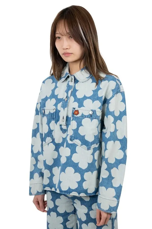 Kenzo Hana Dots" Denim Polo Shirt