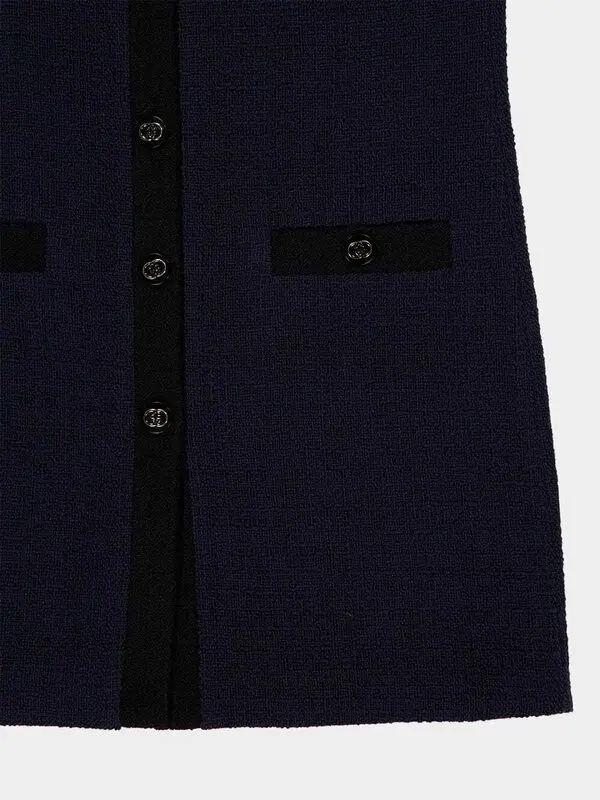 Gucci Textured Tweed Dress With Interlocking G Buttons