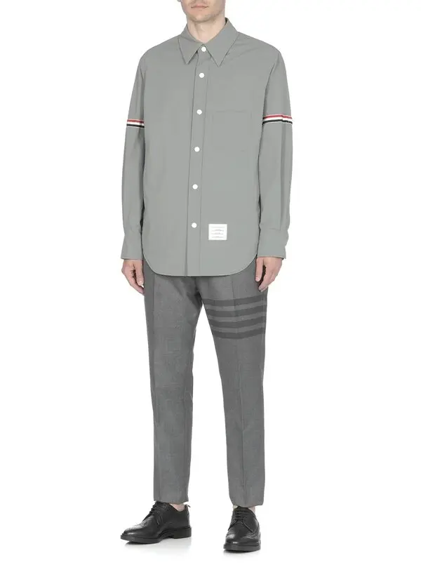 Thom Browne Buttoned Long-sleeved Shirt - Medium Gray
