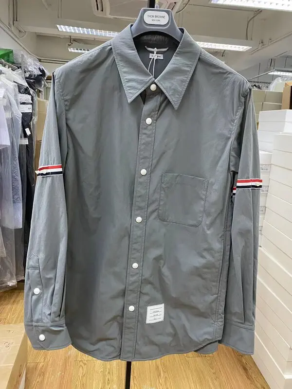 Thom Browne Buttoned Long-sleeved Shirt - Medium Gray