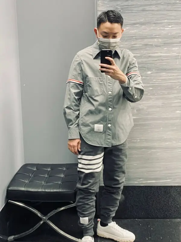 Thom Browne Buttoned Long-sleeved Shirt - Medium Gray