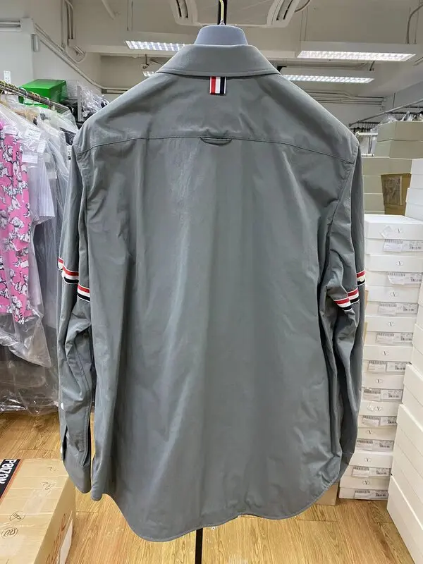 Thom Browne Buttoned Long-sleeved Shirt - Medium Gray