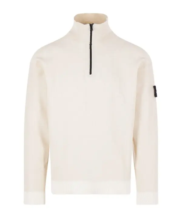 Stone Island Logo Patch Half-zip Jumper - Ivory