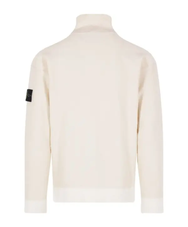 Stone Island Logo Patch Half-zip Jumper - Ivory