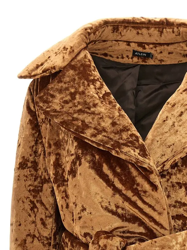 Atlein Crushed Velvet Belted Coat