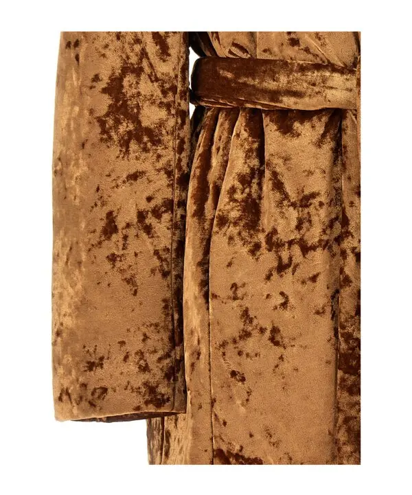 Atlein Crushed Velvet Belted Coat - No