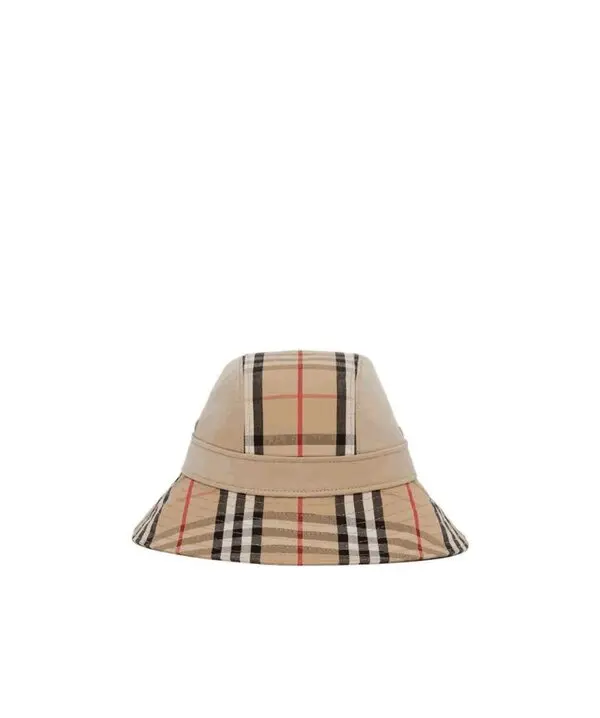 Burberry Checked Wide Brim Bucket Hat - Nude