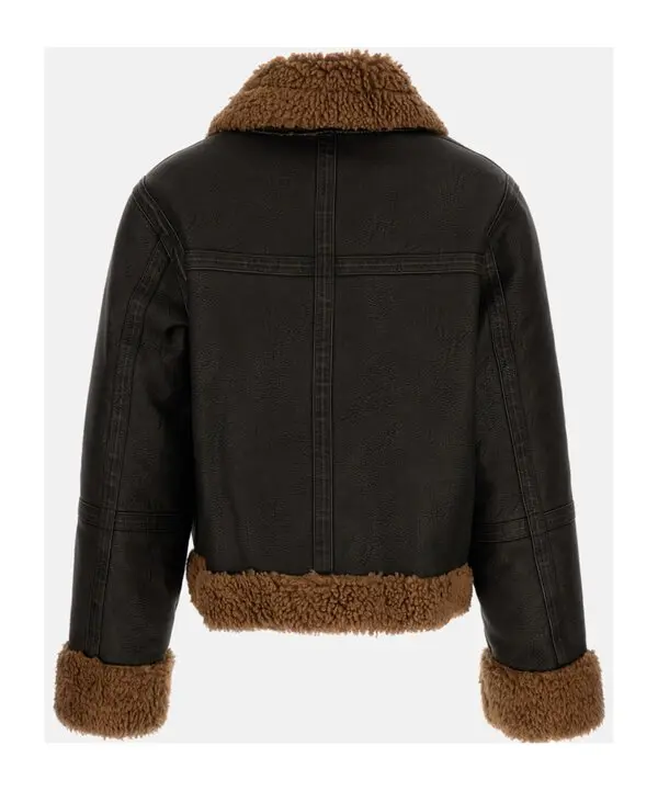 STAND STUDIO Shearling Trimmed Zip-up Jacket - Black