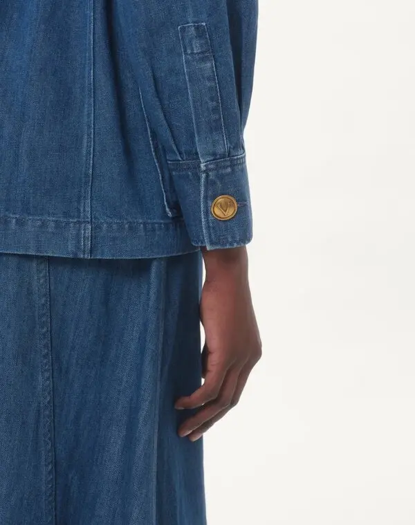Valentino Garavani Belted Waist Denim Jacket