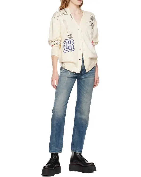 R13 Washed Cropped Jeans