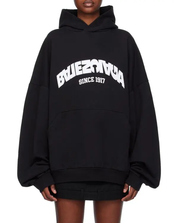 Balenciaga Flip Logo Oversized Hoodie - Black/white