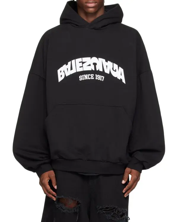 Balenciaga Flip Logo Oversized Hoodie - Black/white