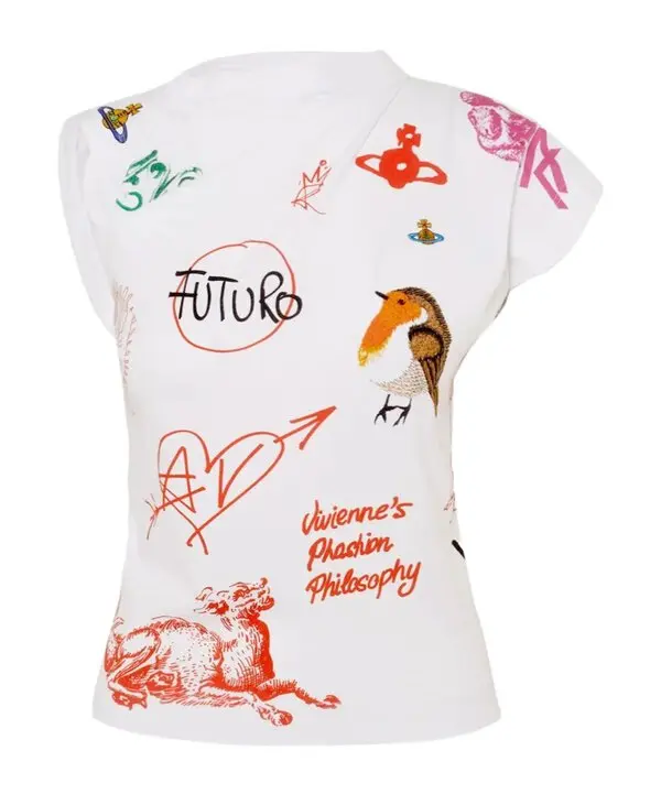 VIVIENNE WESTWOOD Asymmetrical Printed Top - White