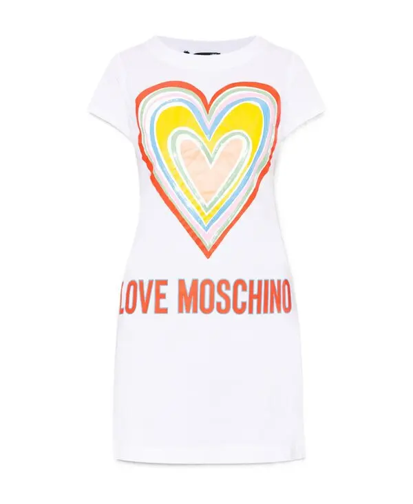 Moschino Printed T-shirt Dress With Heart Motif - White