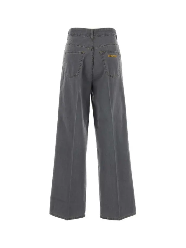 Miu Miu Chambray Loose Fit Jeans - Grey