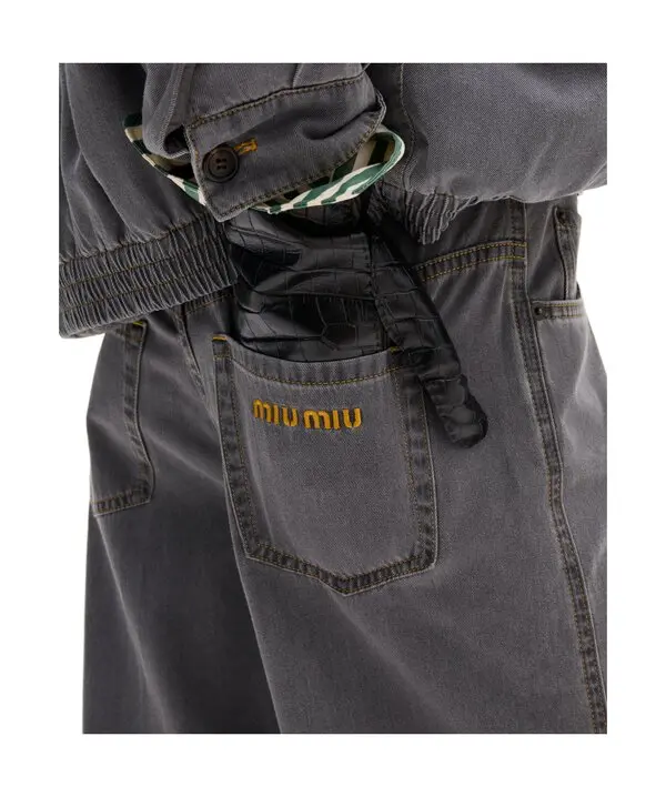 Miu Miu Chambray Loose Fit Jeans - Grey