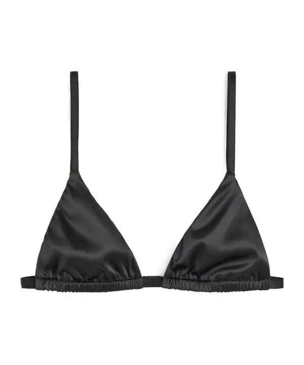 TOTEME Satin Triangle Cup Bralette - Black