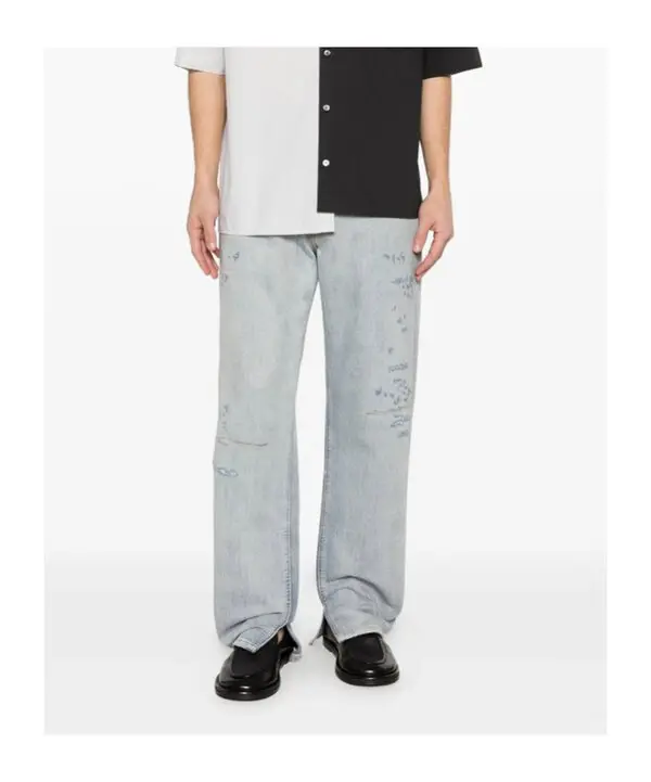 MAISON MARGIELA Distressed Logo Patch Jeans - Gray