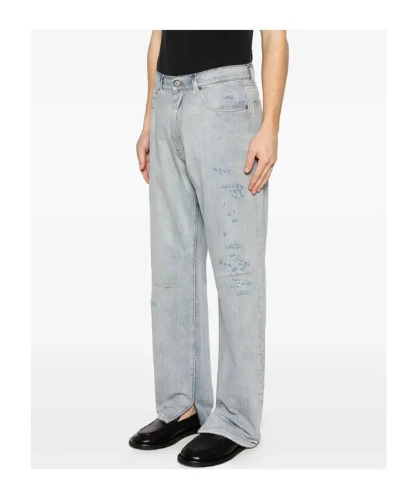 MAISON MARGIELA Distressed Logo Patch Jeans - Gray