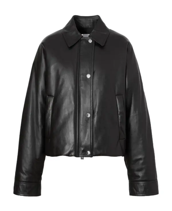 Burberry Equestrian Knight Embroidered Leather Jacket