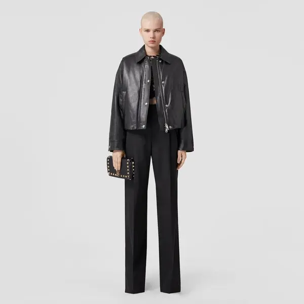 Burberry Equestrian Knight Embroidered Leather Jacket