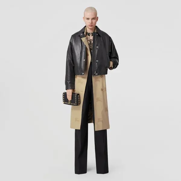 Burberry Equestrian Knight Embroidered Leather Jacket