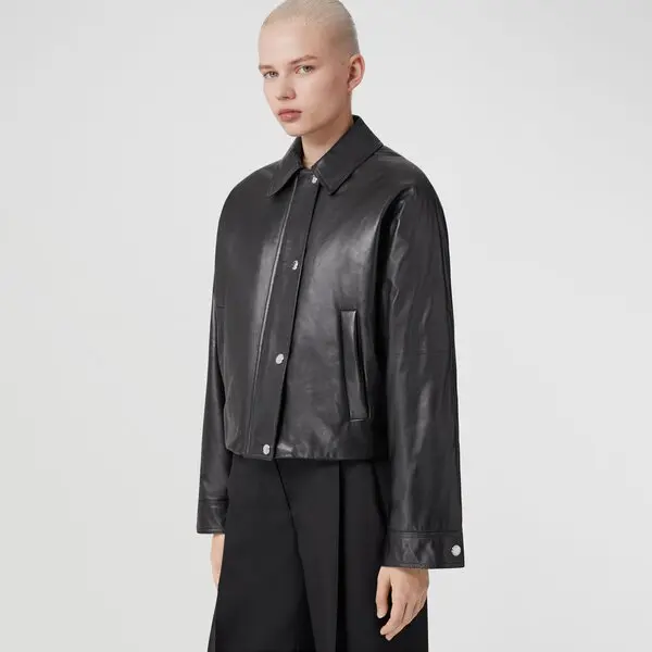Burberry Equestrian Knight Embroidered Leather Jacket