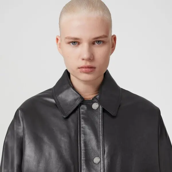 Burberry Equestrian Knight Embroidered Leather Jacket