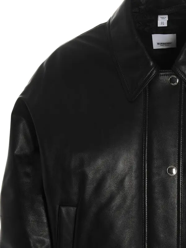Burberry Equestrian Knight Embroidered Leather Jacket