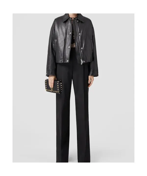 Burberry Equestrian Knight Embroidered Leather Jacket