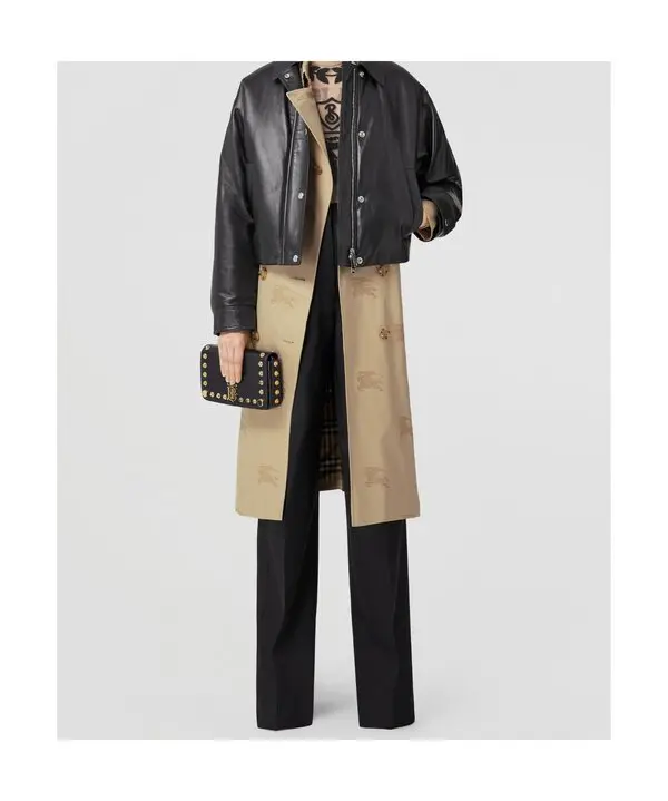 Burberry Equestrian Knight Embroidered Leather Jacket