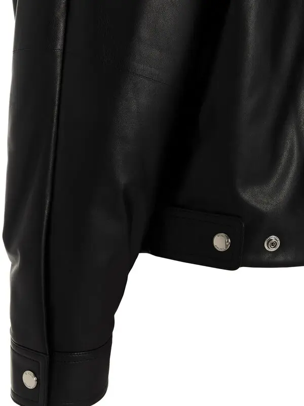 Burberry Equestrian Knight Embroidered Leather Jacket