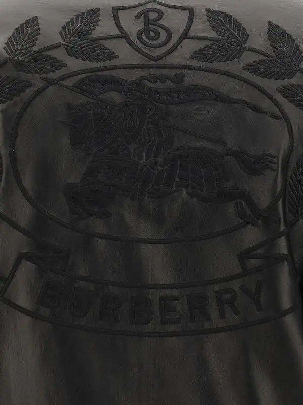 Burberry Equestrian Knight Embroidered Leather Jacket