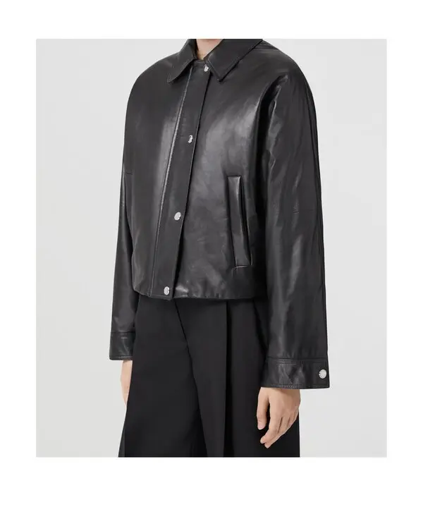 Burberry Equestrian Knight Embroidered Leather Jacket